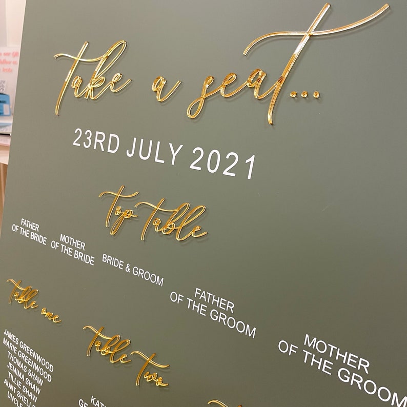 Acrylic Wedding Table Plan With 3D Acrylic Wording | Etsy UK
