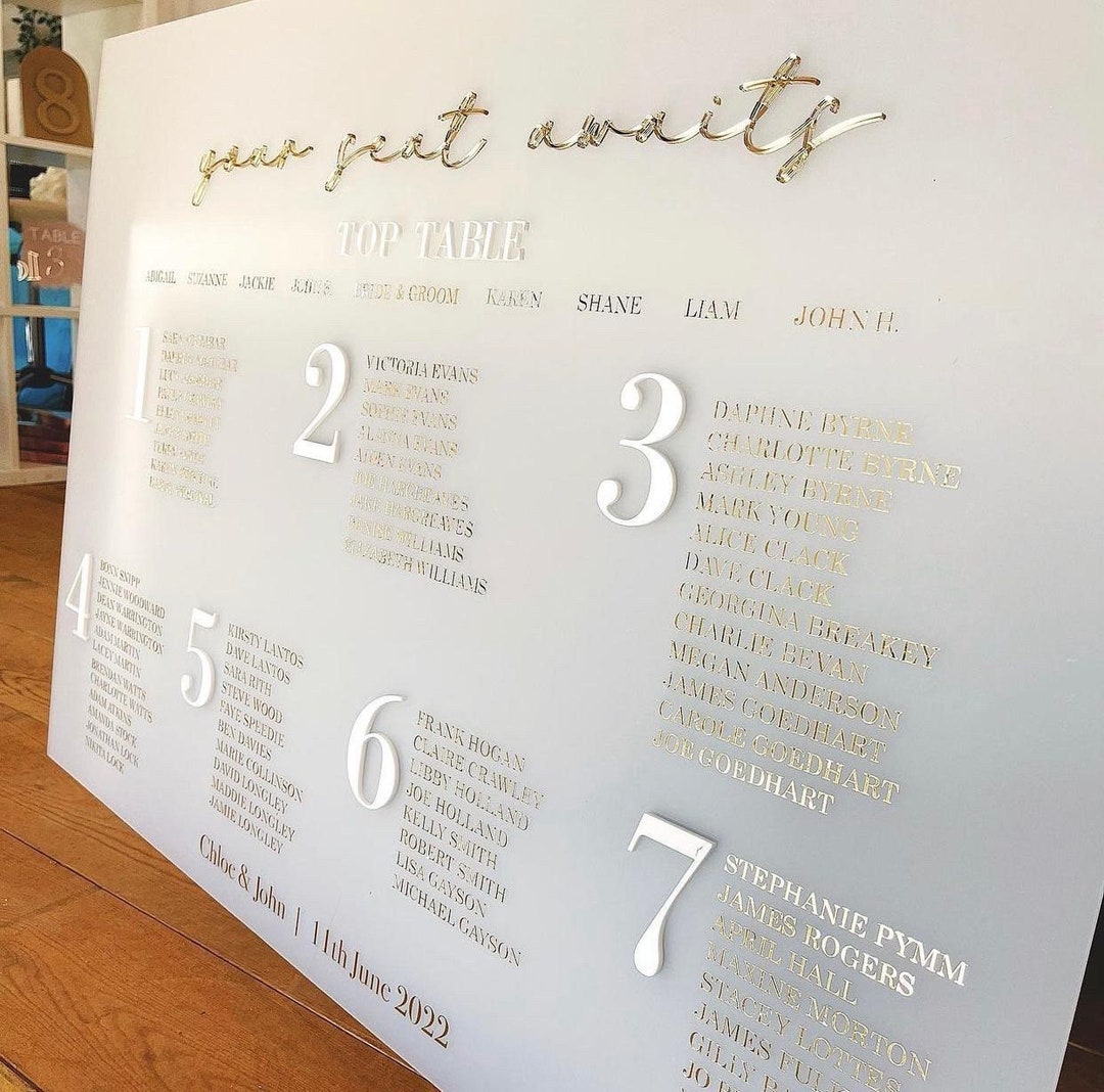 Acrylic Wedding Table Plan With 3D Acrylic Wording - Etsy UK