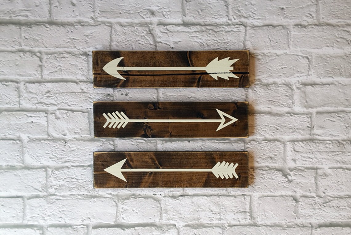 Rustic Wooden Arrows - 3 Piece Set, Farmhouse Decor, Wooden Arrow ...