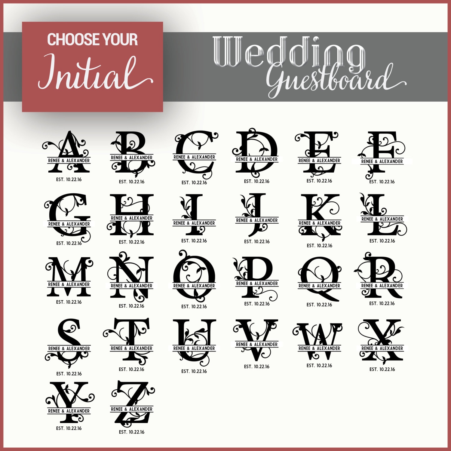 Letter Guestbook Sign Floral Letter Guestbook Wood Letter | Etsy