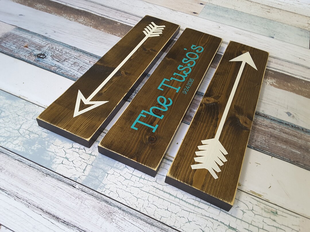 Custom Rustic Wooden Arrows - 3 Piece Set, Family Name, Family ...