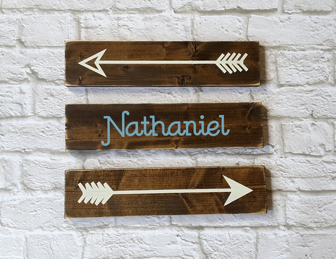 Custom Rustic Wooden Arrows - 3 Piece Set, Family Name, Nursery Decor ...