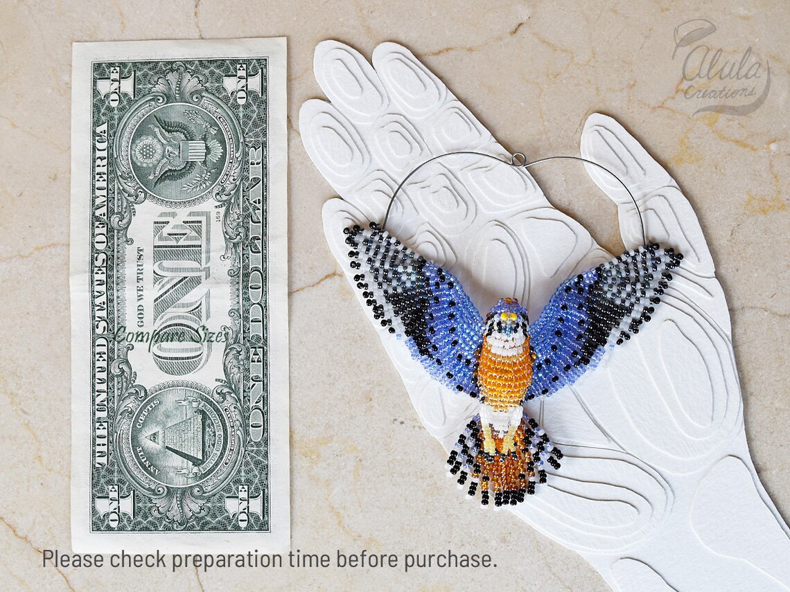 Kestrel A Suncatcher Falcon Ornament Bird Brooch Beaded | Etsy