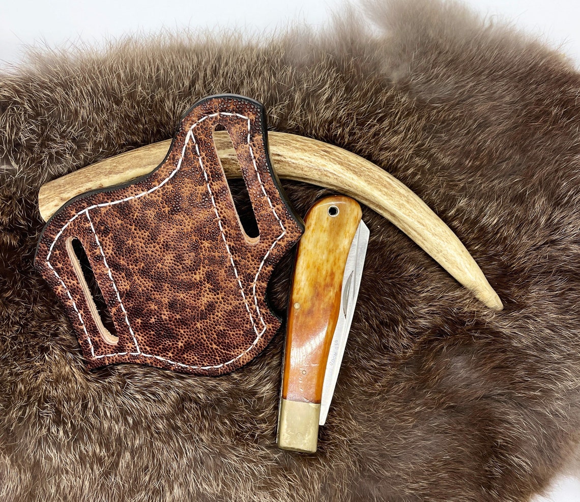 Authentic Elephant Skin Pancake Knife Sheath Trapper Knife Etsy