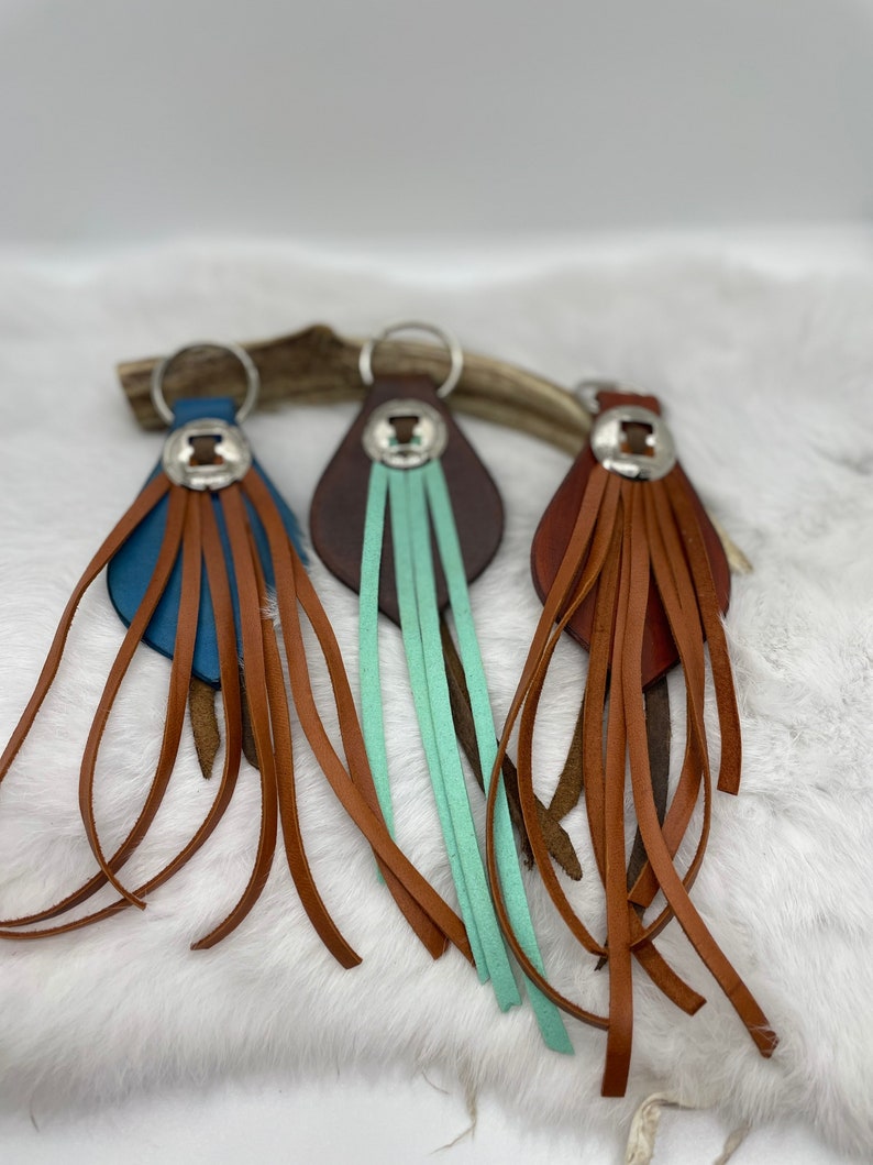 Cowgirl Chic: Leather Keychains With Fringe Detailing, Western Inspired ...