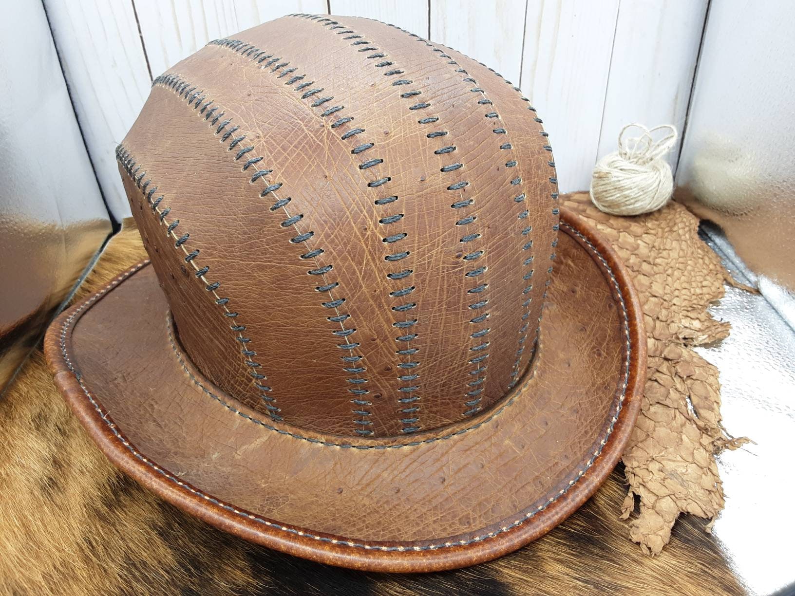 Handmade Leather Bowler Hat