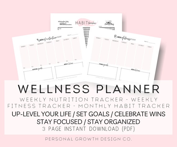 Goal Tracker Wellness Printable Nutrition Tracker Fitness - Etsy