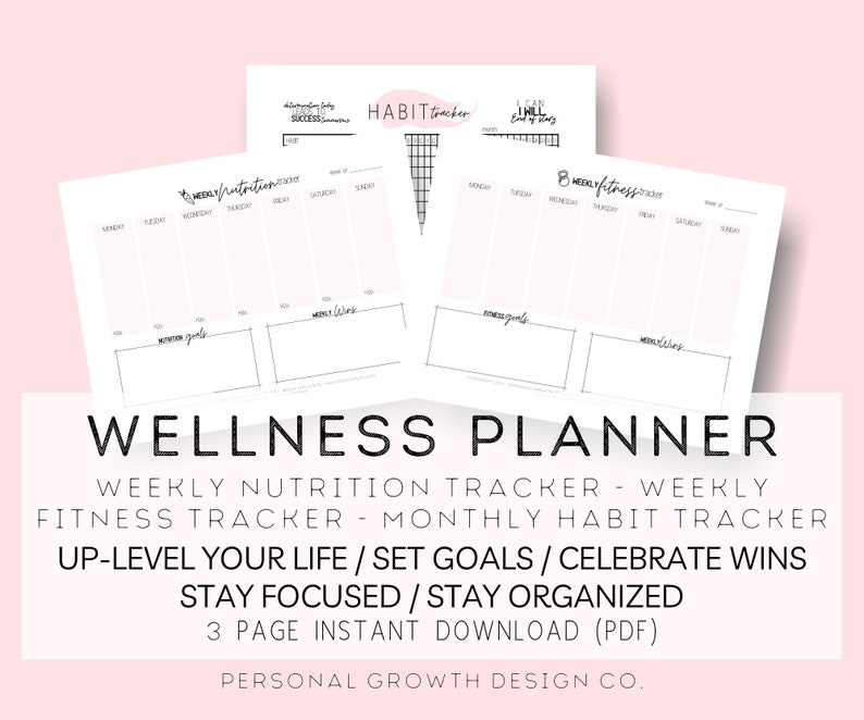 Goal Tracker Wellness Printable Nutrition Tracker Fitness - Etsy