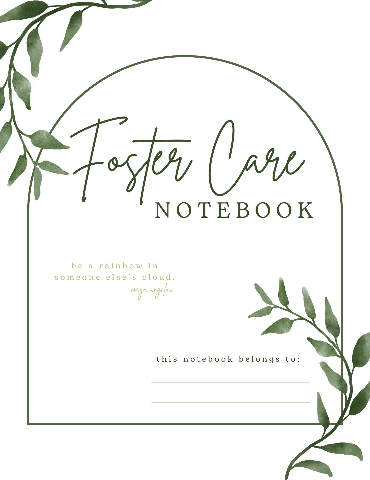 Foster Care Binder Pdfs Botanical Design - Etsy