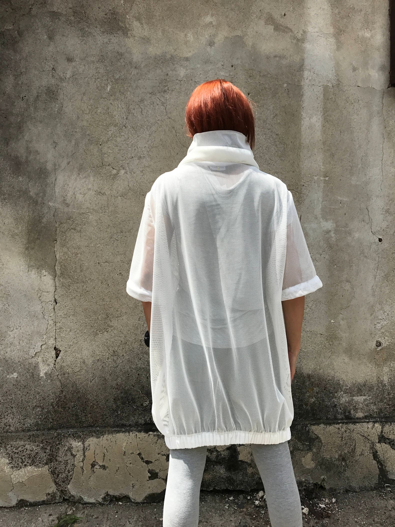 White Fishnet Jacket, Zip up Fishnet Jacket, Oversized Fishnet Jacket ...