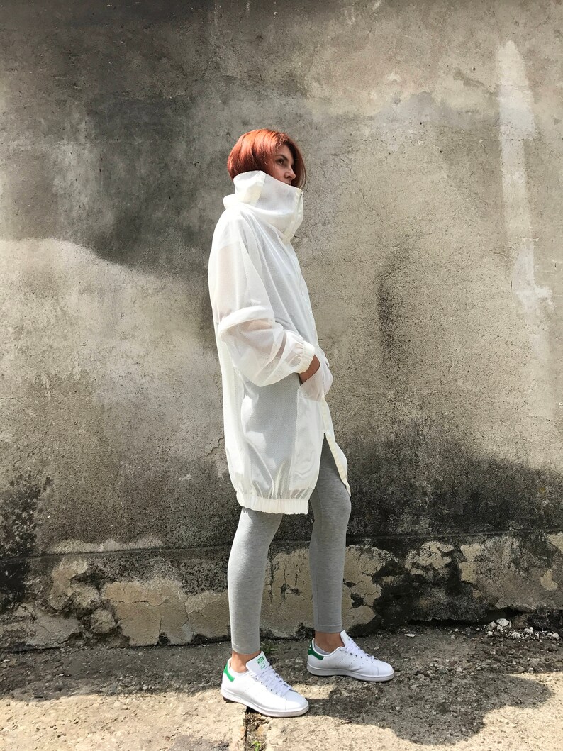 White Fishnet Jacket, Zip up Fishnet Jacket, Oversized Fishnet Jacket ...