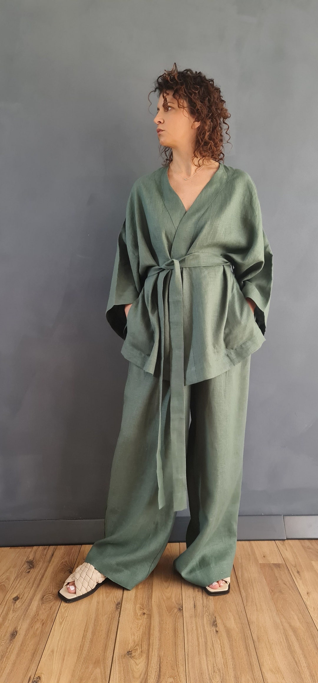 Short Linen Kimono, 100 % Linen Kimono, Women Linen Kimono, Linen ...