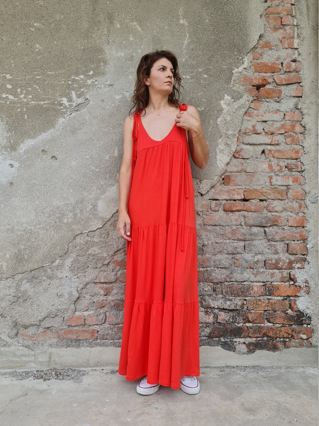 Orange Strings Dress, Summer String Dress, Long String Dress, Long Maxi ...