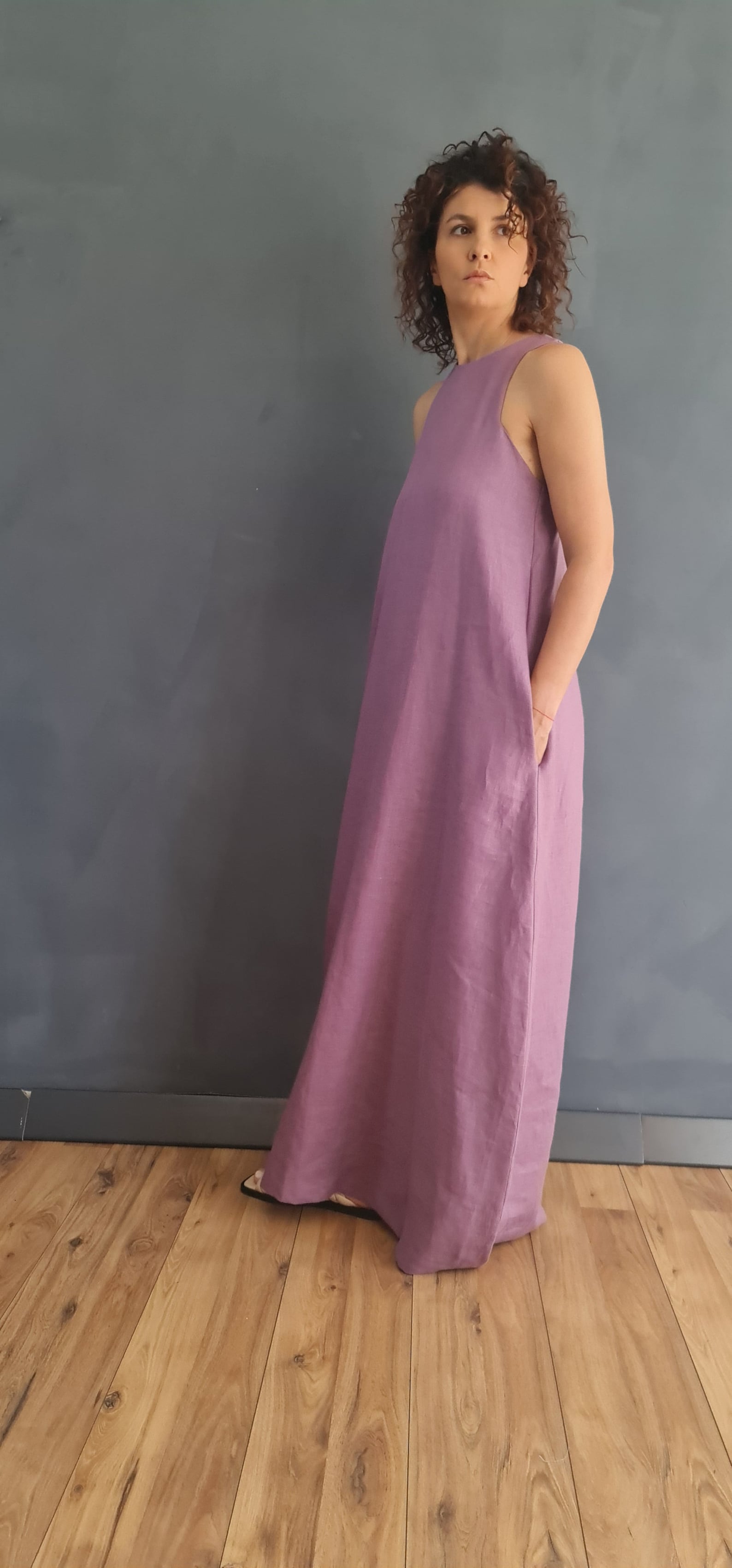 Lavender Linen Dress Lavender Maxi Dress Maxi Linen Dress - Etsy