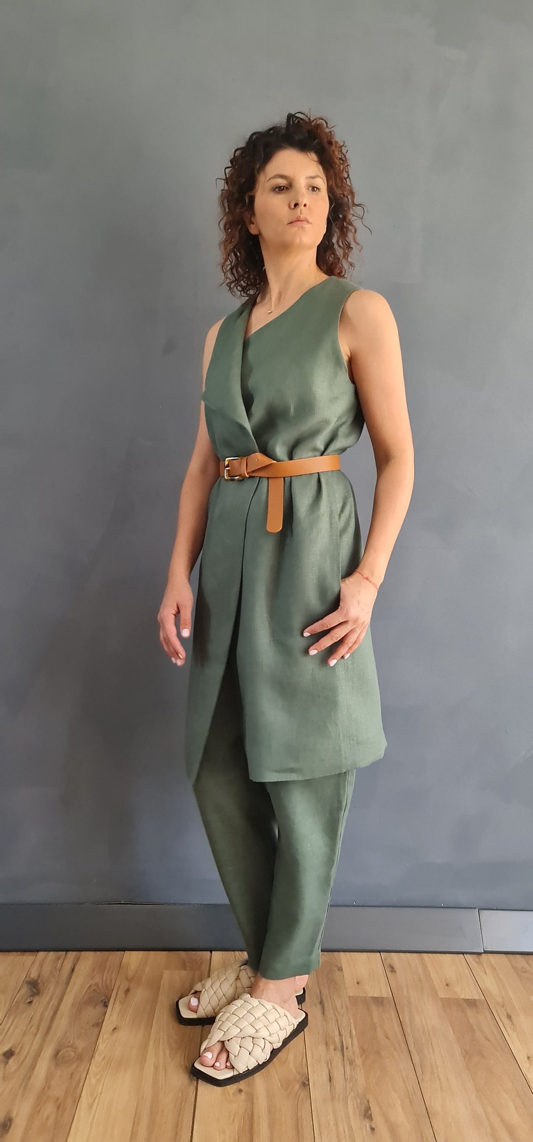 Midi Linen Vest, 100% Linen Vest, Women Linen Vest, Minimalist Linen ...