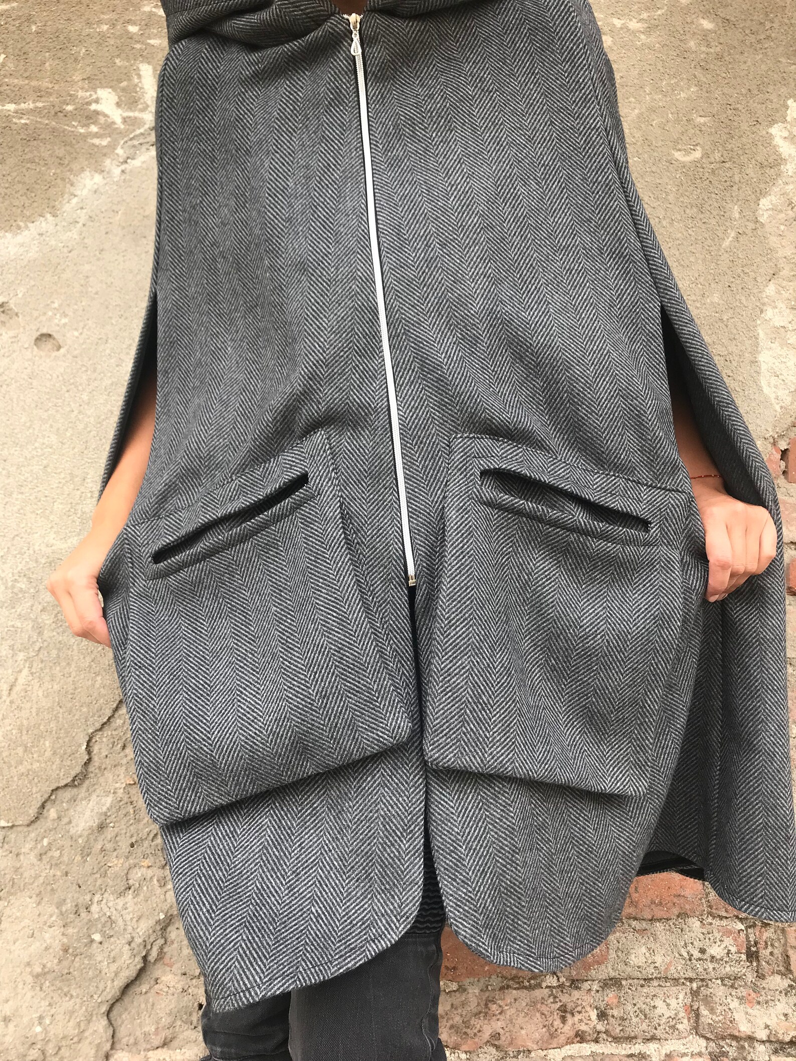 Womens Cape Coat Plus Size Cape Coat Hooded Cape Coat Wool | Etsy