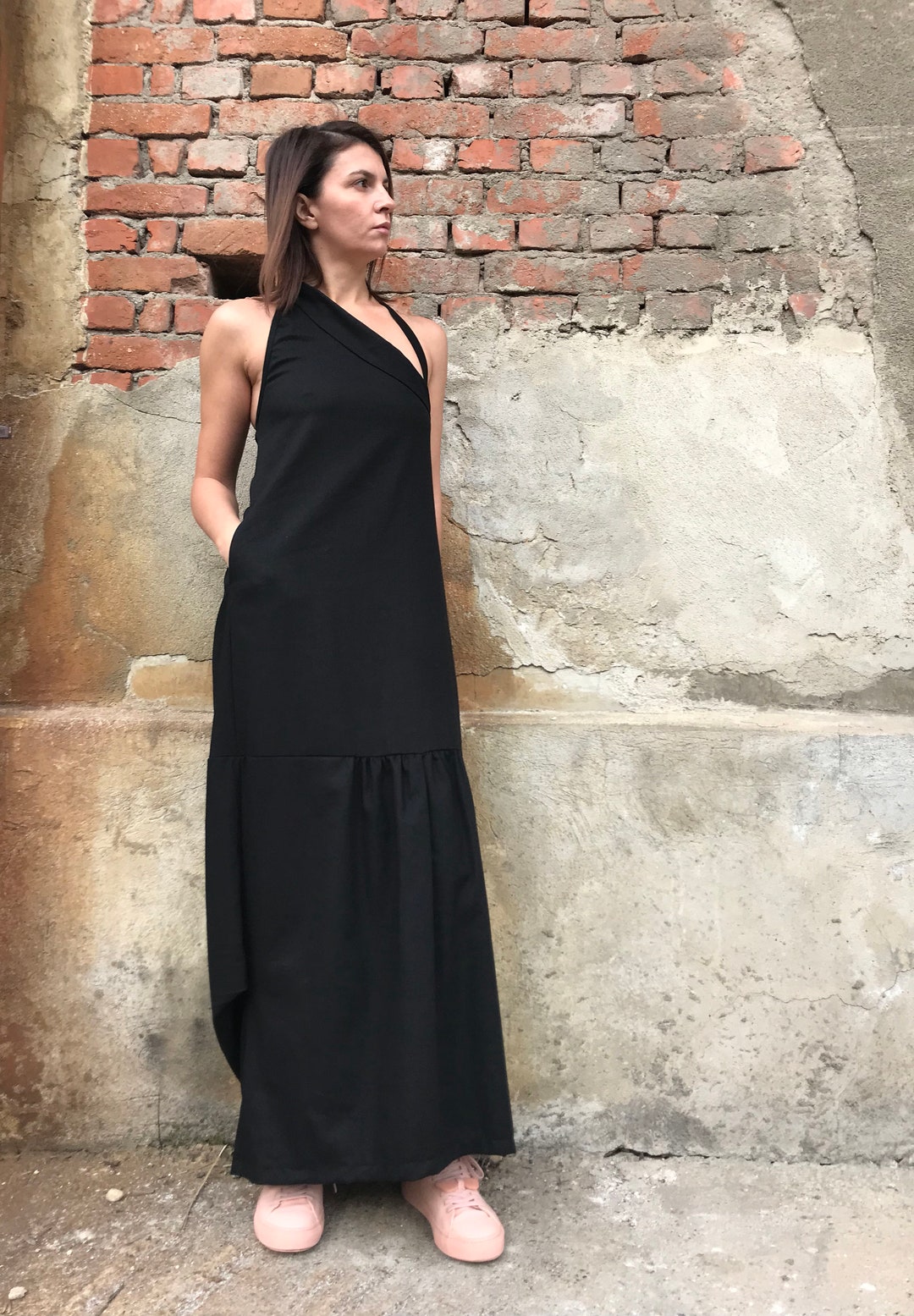 Long Linen Dress, Backless Linen Dress, Elegant Linen Dress, Evening ...