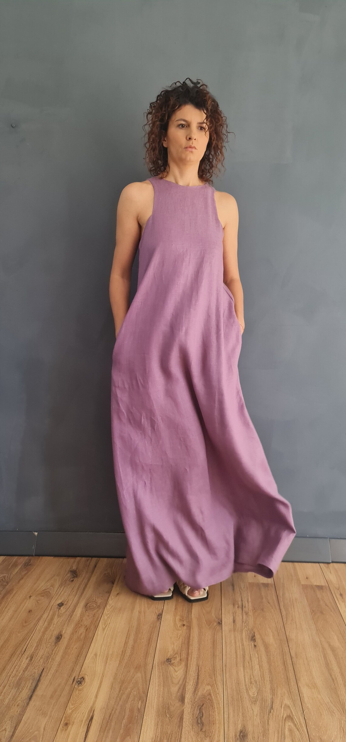 Lavender Linen Dress Lavender Maxi Dress Maxi Linen Dress - Etsy