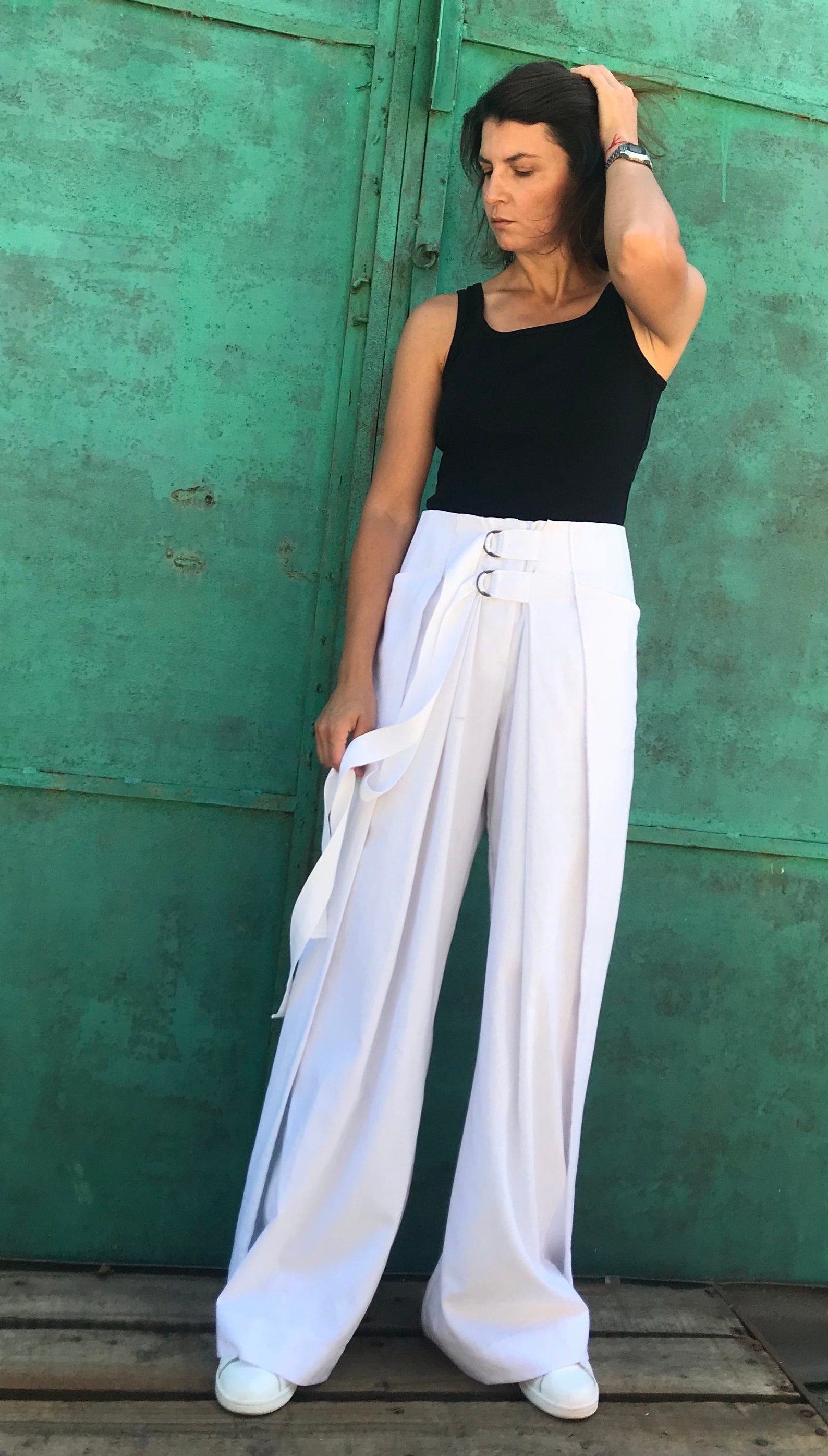 White Linen Pants, Wide Leg Linen Pants, Linen Palazzo Pants, Womens ...