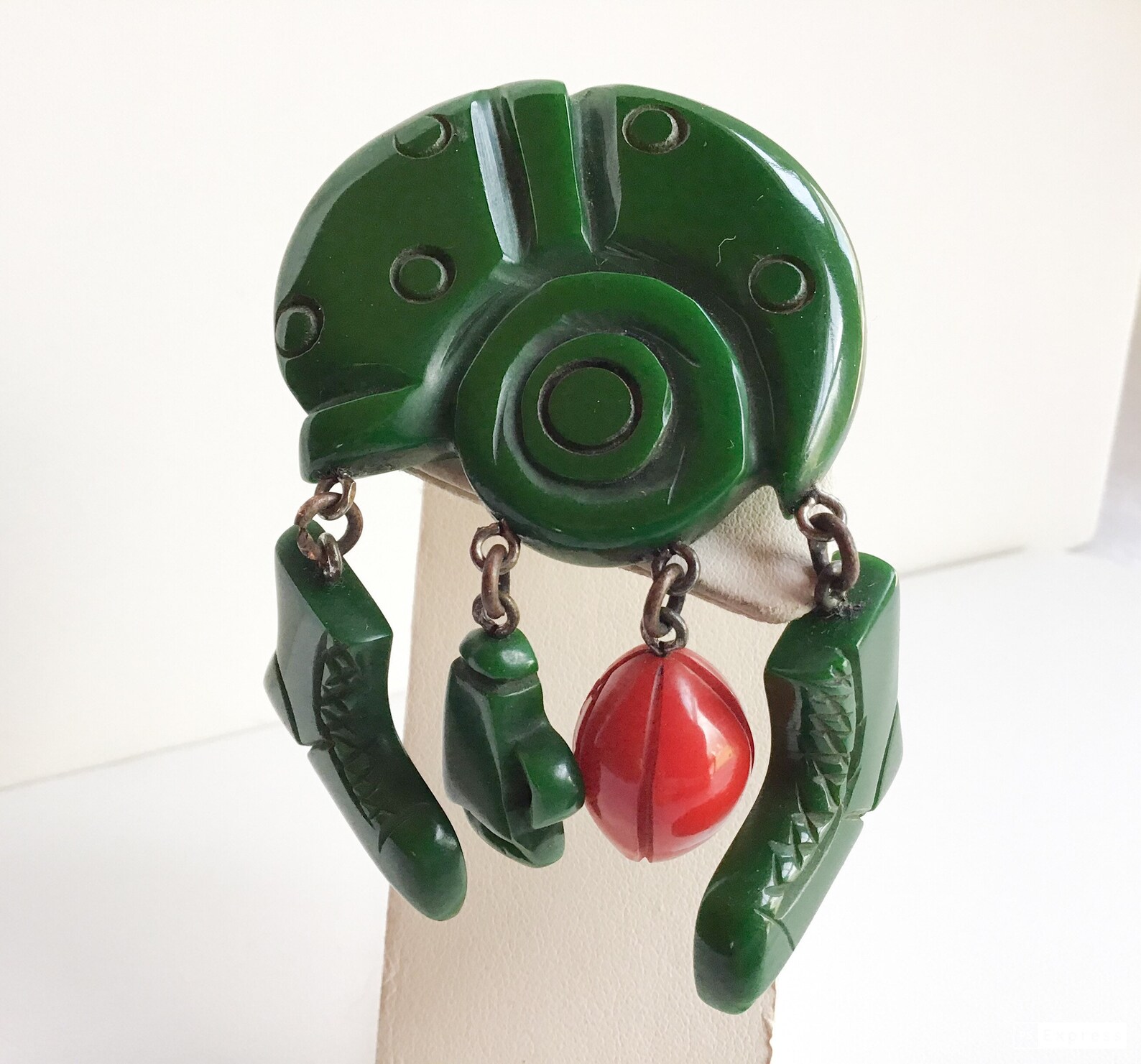 Green Bakelite Football Brooch Art Deco Sports Pin Carved | Etsy