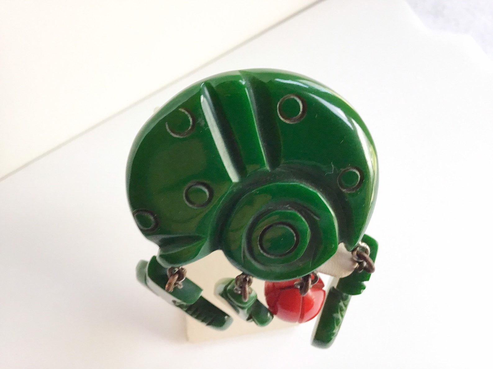 Green Bakelite Football Brooch Art Deco Sports Pin Carved - Etsy
