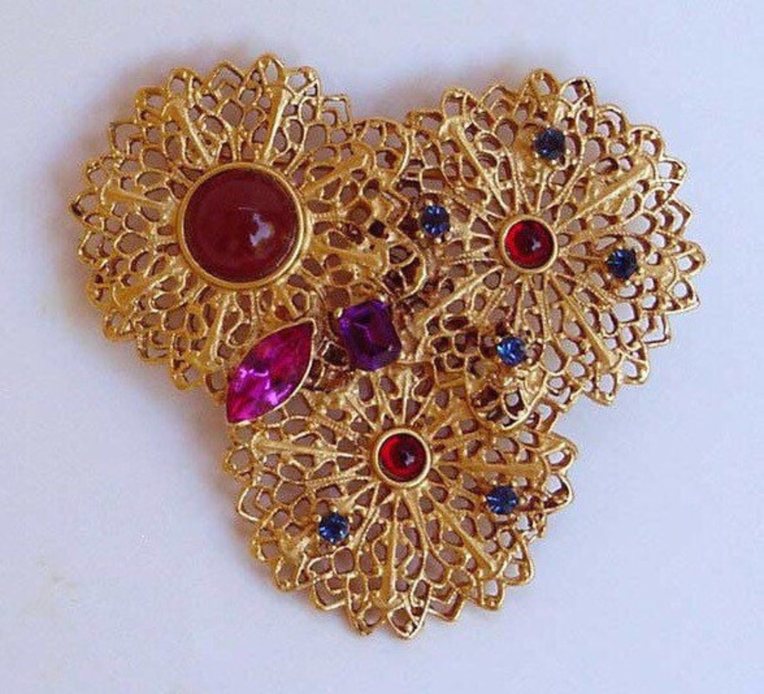 Modernist Abstract Trefoil Brooch Pin Multicolored Rhinestone - Etsy