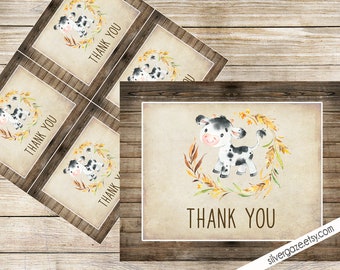 Cow thank you cards | Etsy