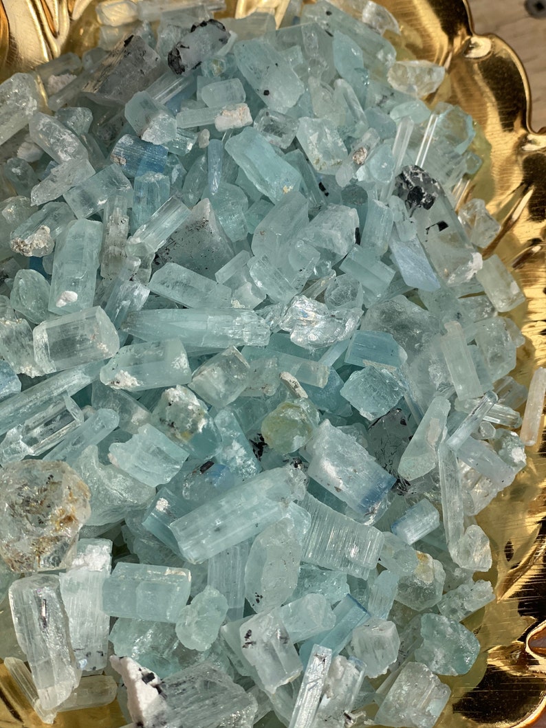 Raw Aquamarine Chunk/ Aquamarine Spheres/ Aquamarine Specimen ...