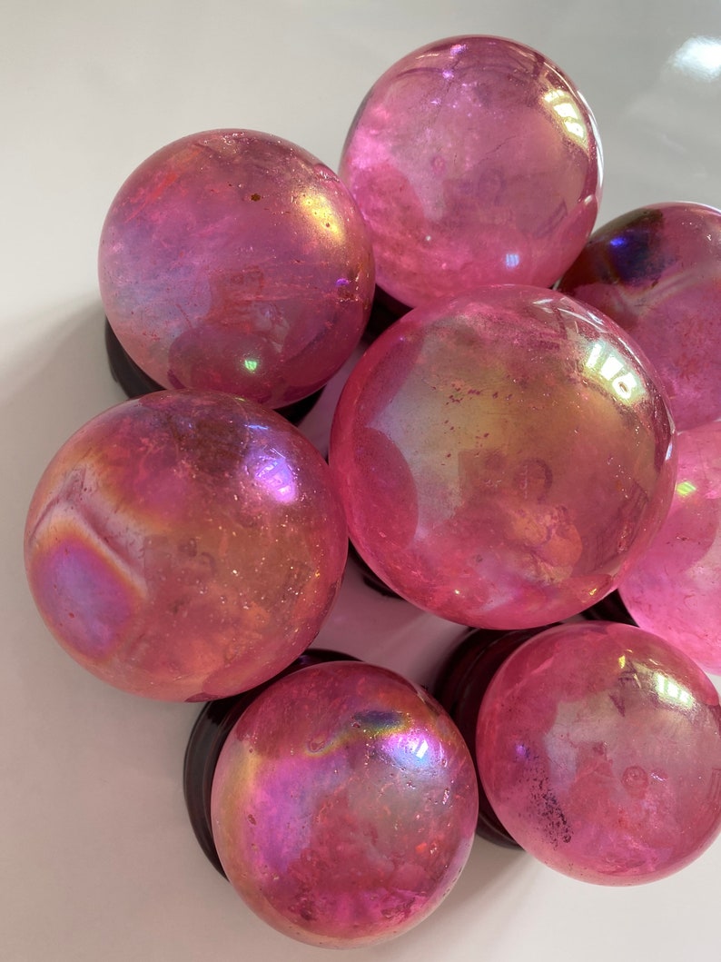 Pink Aura Quartz sphere/ Crystal Ball/ Crystal sphere/ Crystal | Etsy