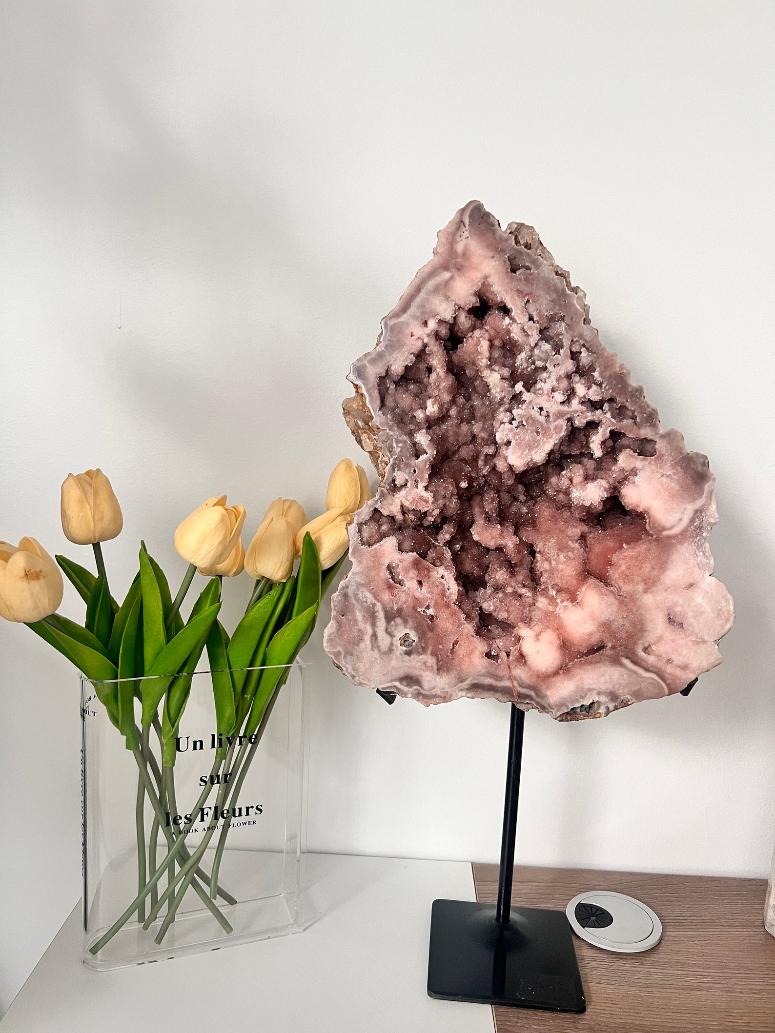 Statement Pink Amethyst Slab on a Stand / Pink Amethyst Crystal Point ...