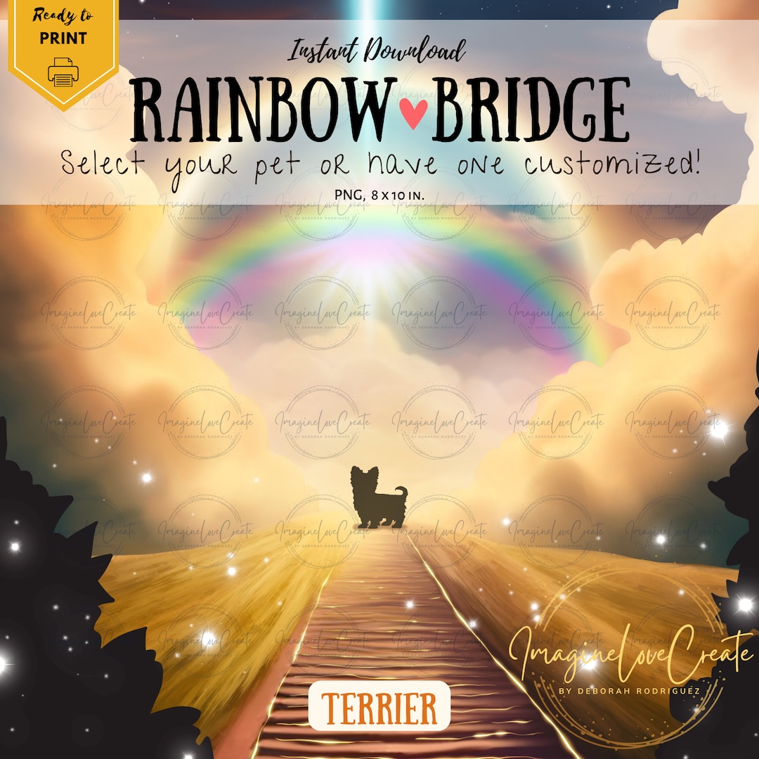 Terrier Pet Rainbow Bridge Memorial Art Print Digital Instant Download ...
