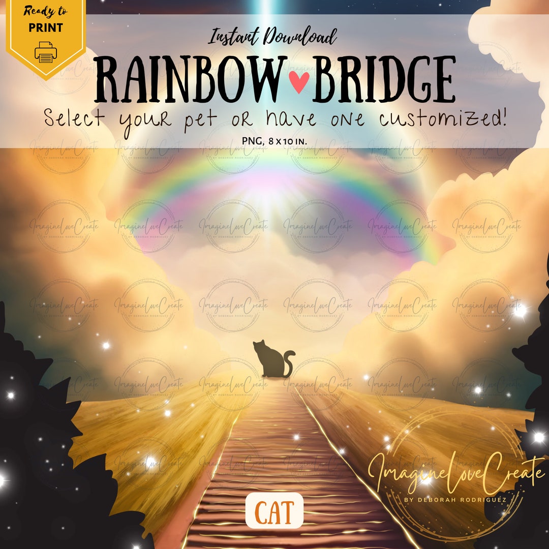 Cat Pet Rainbow Bridge Memorial Art Print Digital Instant Download ...