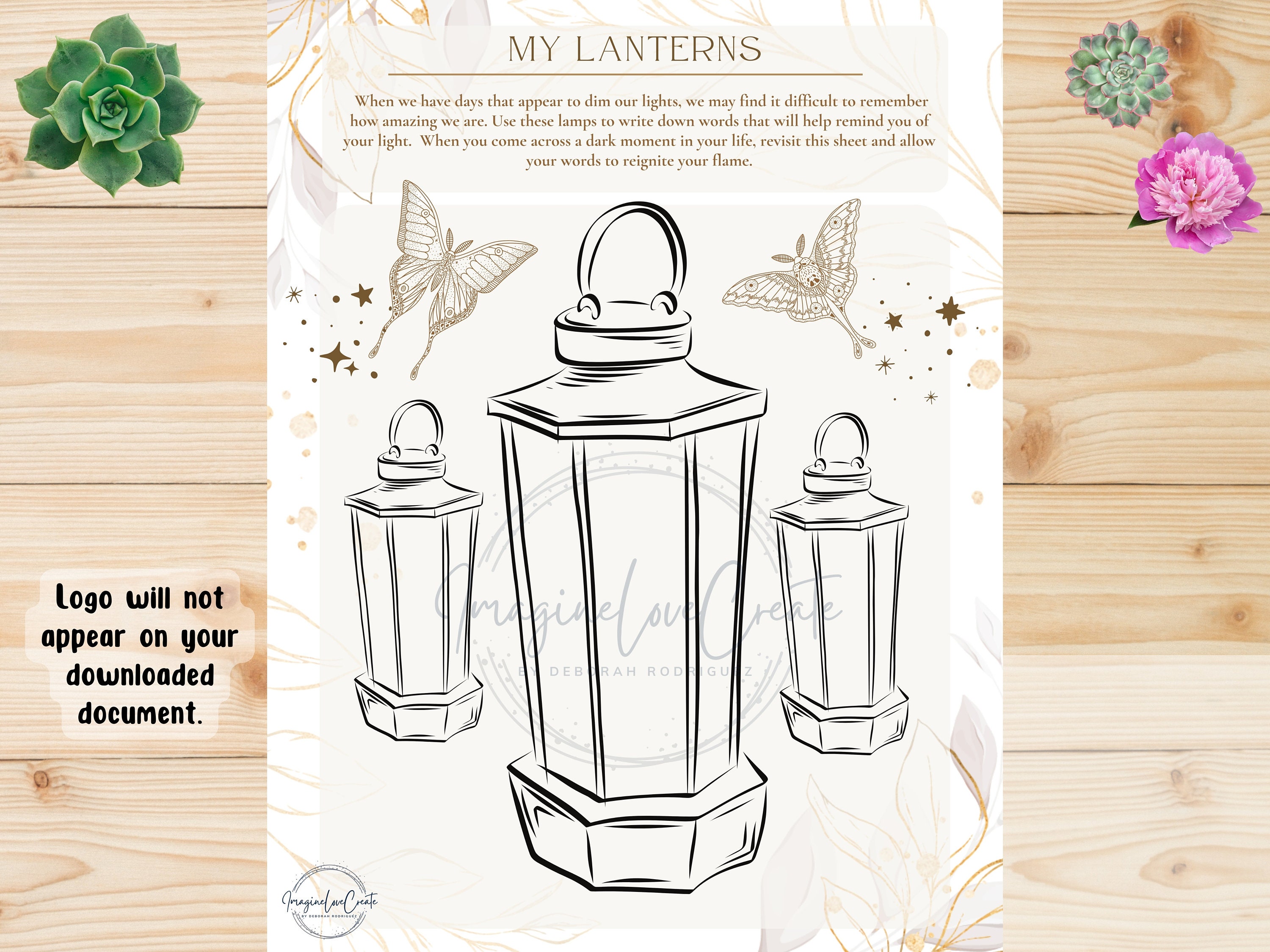 My Lanterns Self-care Worksheet, Art Therapy, PDF, JPEG, Therapeutic ...