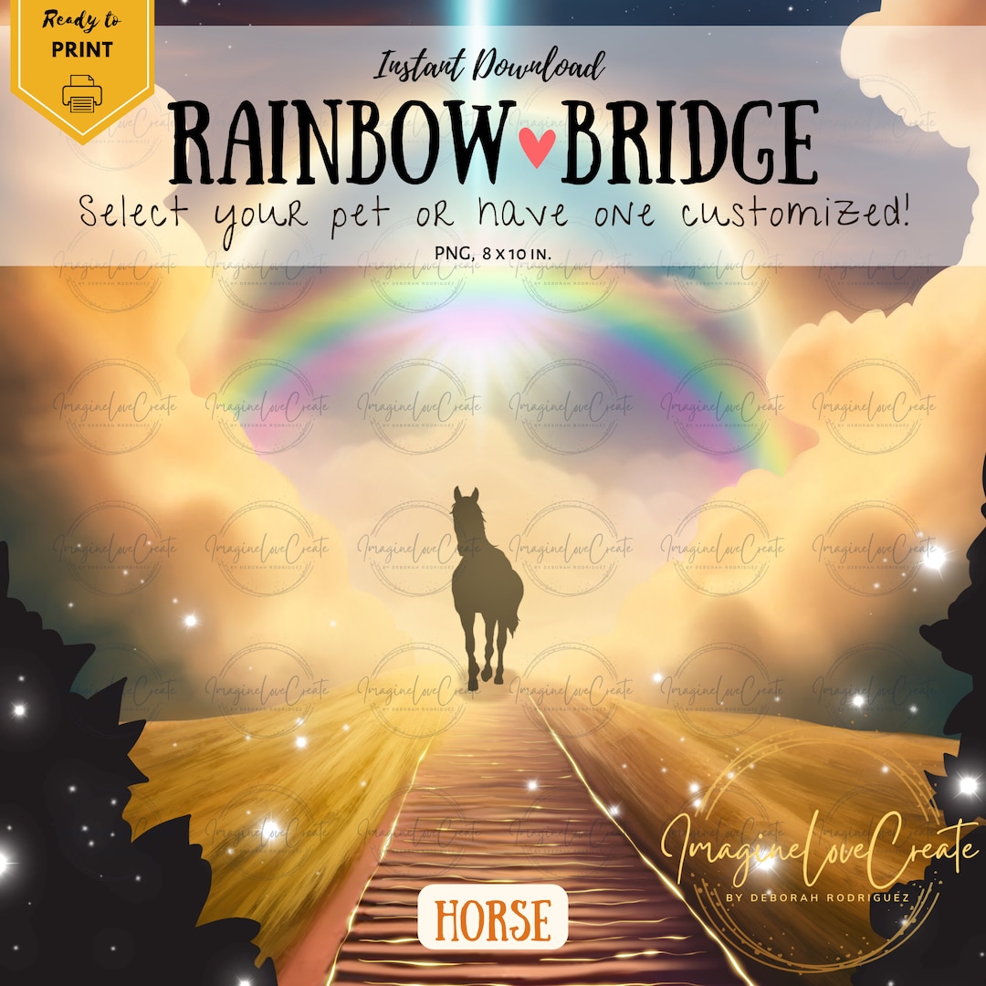 Horse Pet Rainbow Bridge Memorial Art Print Digital Instant Download ...