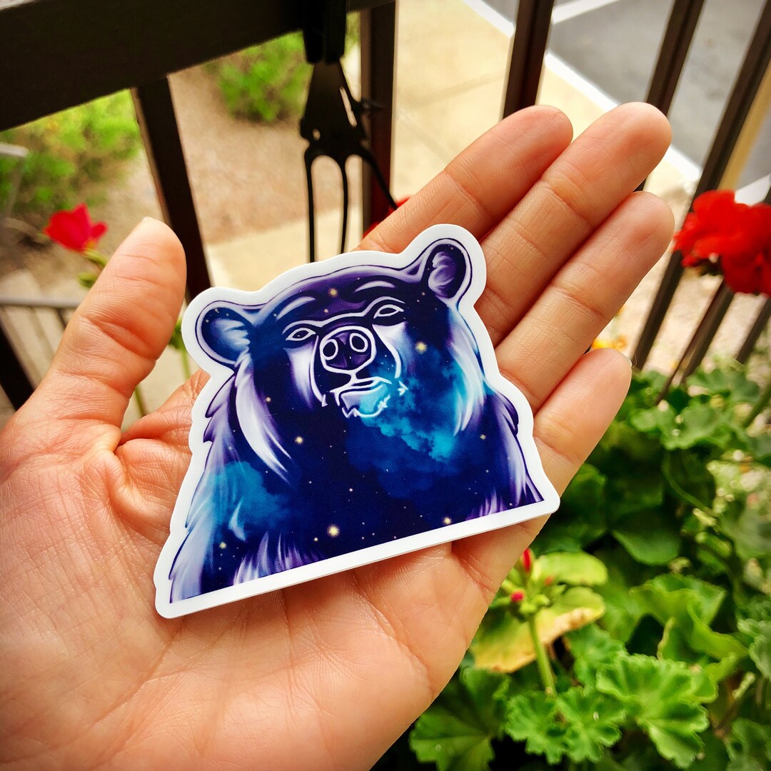 Bear Sticker-vinyl Bear Spirit Sticker-galaxy Sticker-animal Sticker ...