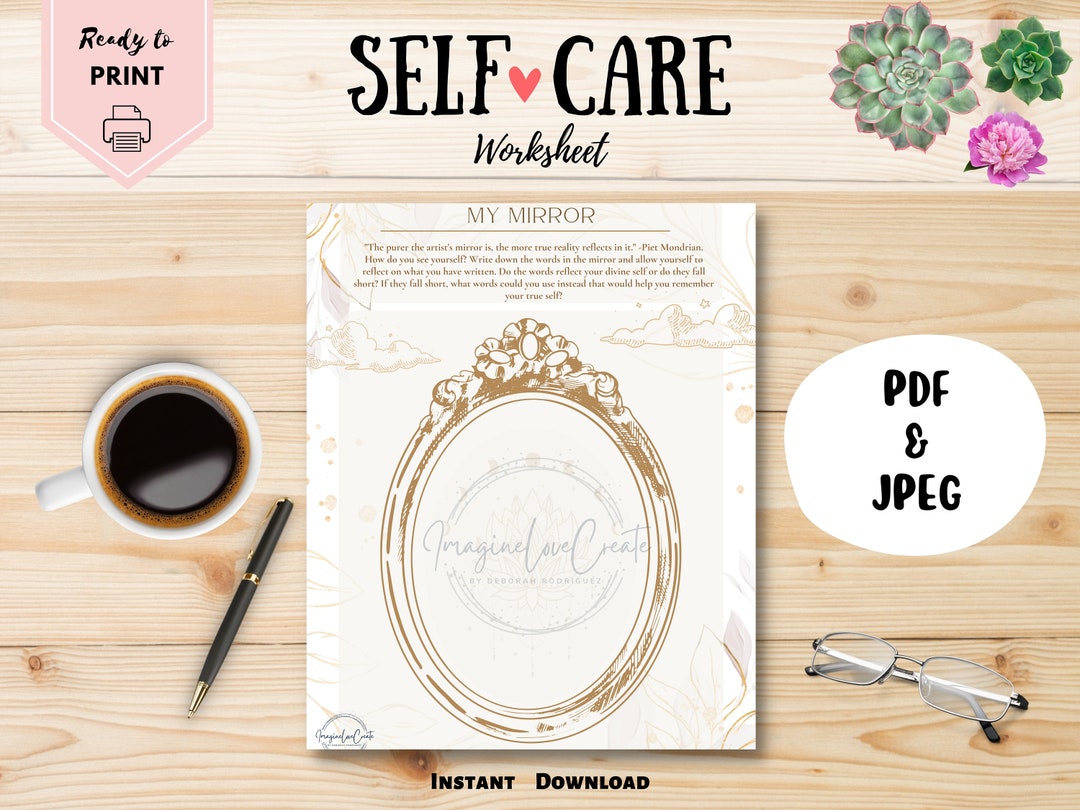 My Mirror Self-care Worksheet, Art Therapy, PDF, JPEG, Therapeutic Art ...