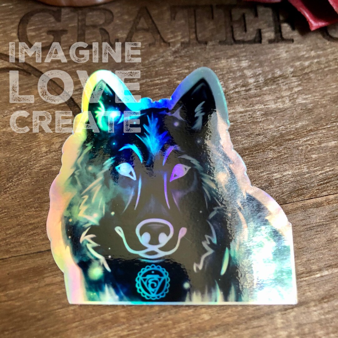 Wolf Sticker-vinyl Holographic Wolf Sticker-galaxy Sticker-waterproof ...