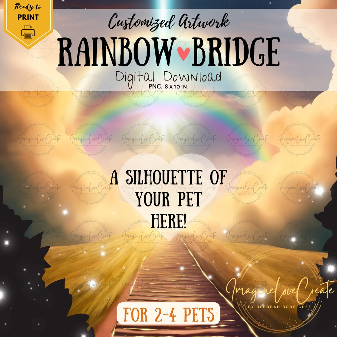 Customized Artwork Rainbow Bridge for 2 to 4 Pets Digital Download ...