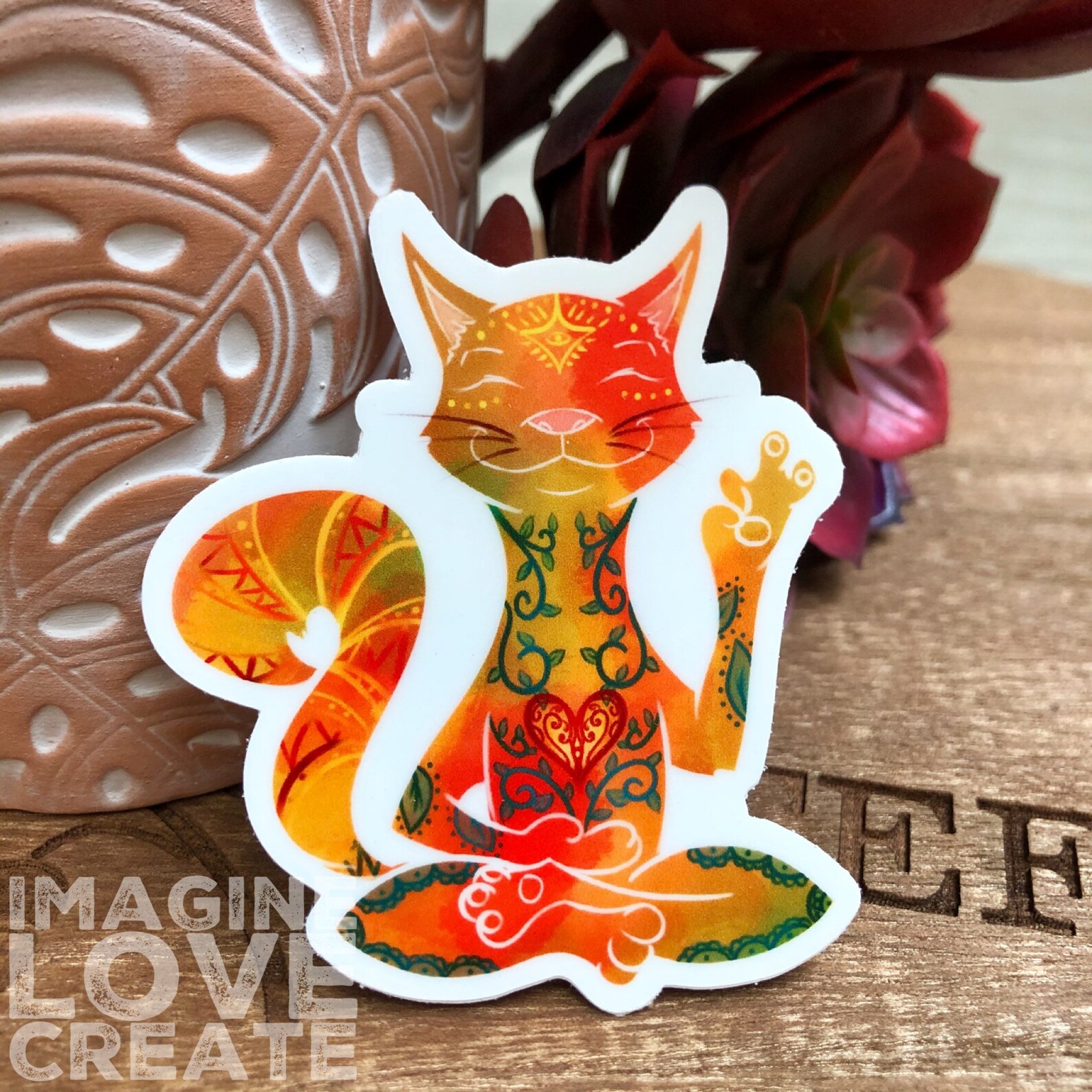 Namaste pegatina-vinyl Namaste Cat Sticker-Meditation Sticker-Cat ...