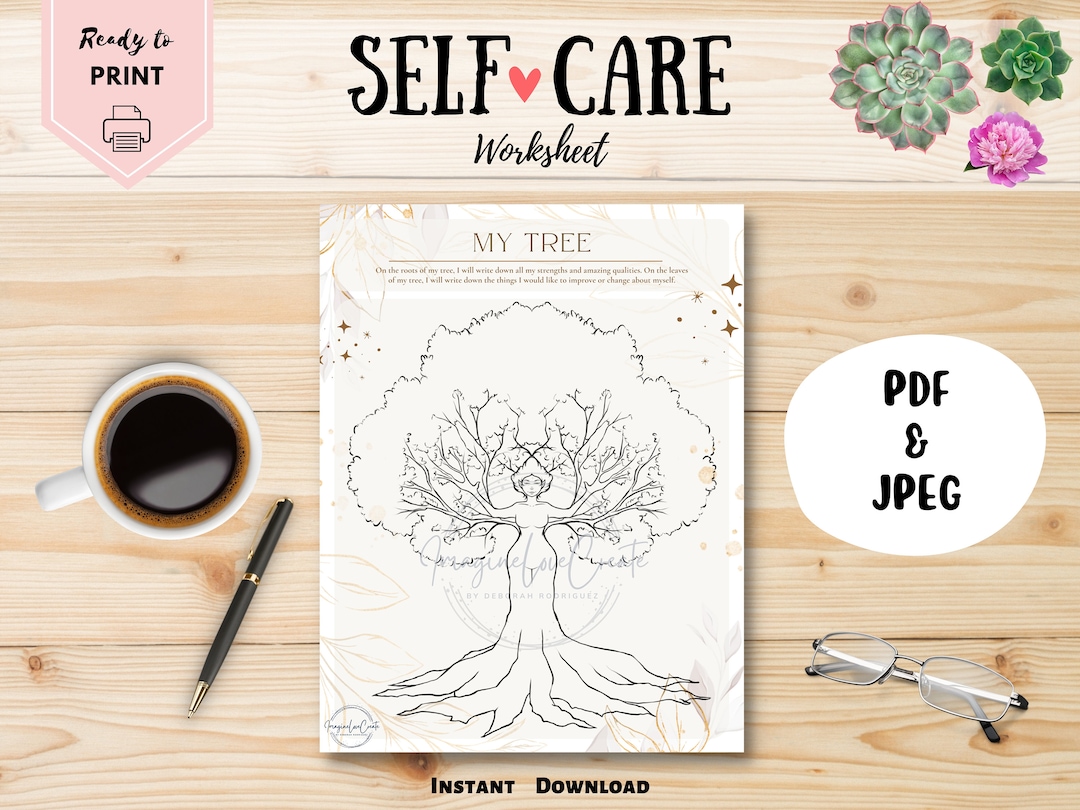 My Tree Self-care Worksheet, Art Therapy, PDF, JPEG, Therapeutic Art ...
