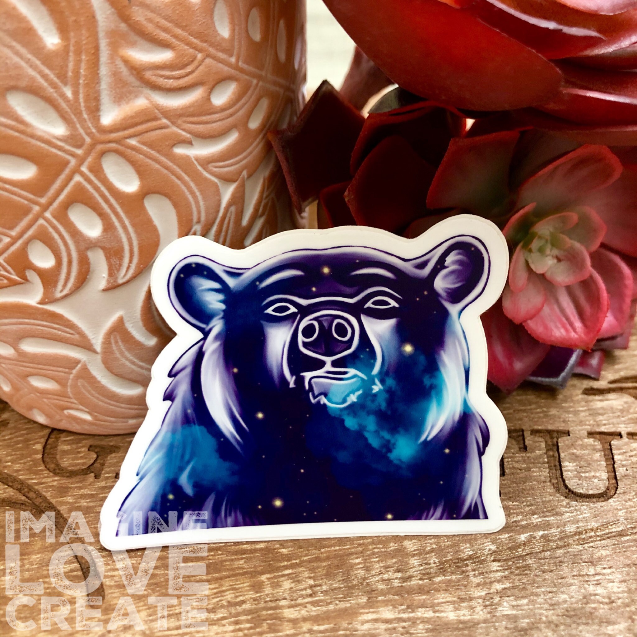 Bear Sticker-vinyl Bear Spirit Sticker-galaxy Sticker-animal Sticker ...