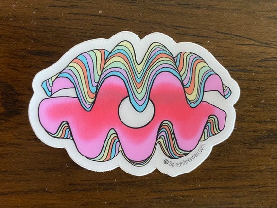 Rainbow Clam Shell with Pearl Clear 2 Vinyl Die Cut Sticker | Etsy