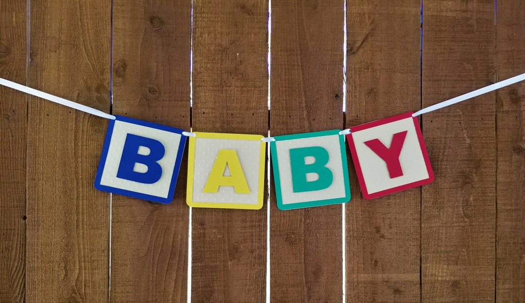BABY Blocks Banner, Primary Colors Baby Shower Sign, Baby Shower ...