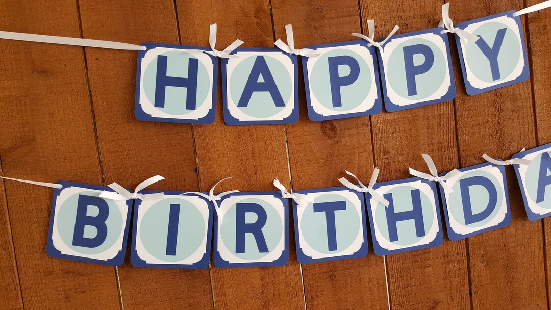 BLUE HAPPY BIRTHDAY Banner Sign, Birthday Party Decorations, Boy ...