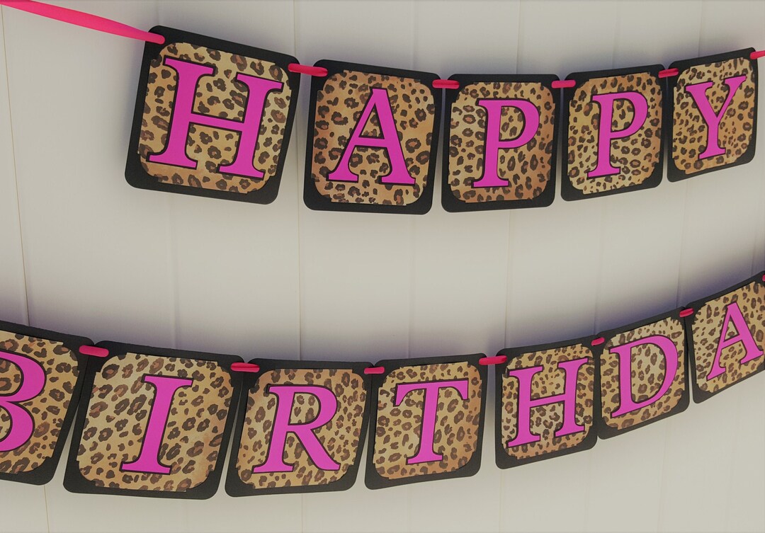 Cheetah Animal Print Leopard Happy Birthday Banner Party Decor - Etsy