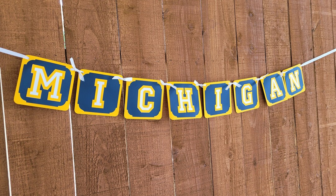MICHIGAN BANNER, University Michigan Banner, Michigan Party Decorations ...