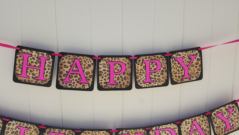 CHEETAH Happy Birthday Banner ANIMAL PRINT Party Decoration | Etsy