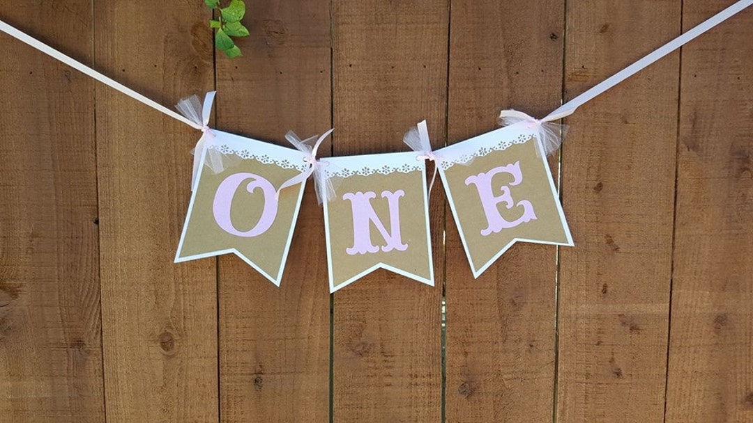 Pink First Birthday Banner Sign, Pink High Chair Banner, Smash Cake ...