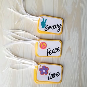 Hippie Party Tags, 12 Peace Love Groovy Gift Tags, 60's, 70's, 80's ...