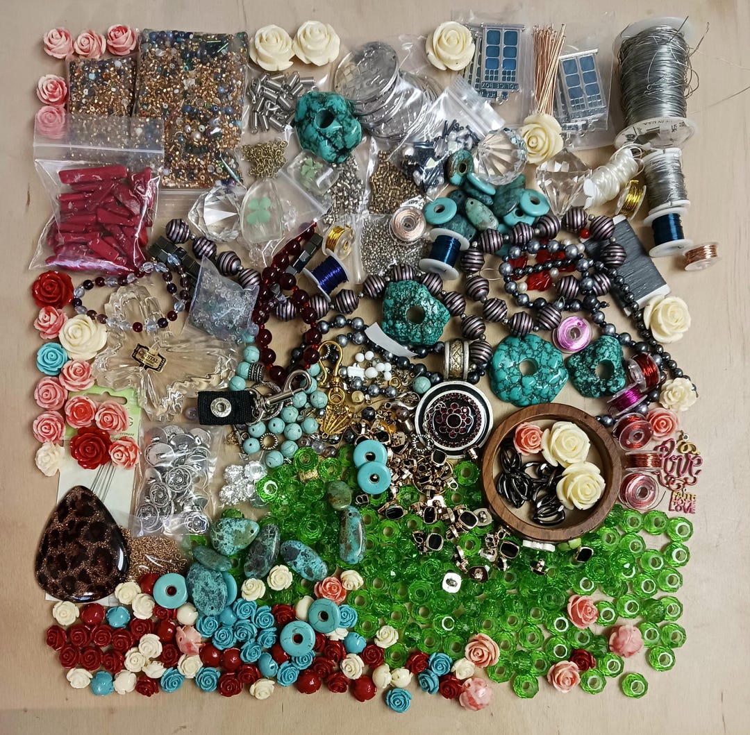4.3lb Destash Jewelry Making Craft Lot Beads Buttons Findings Wire ...